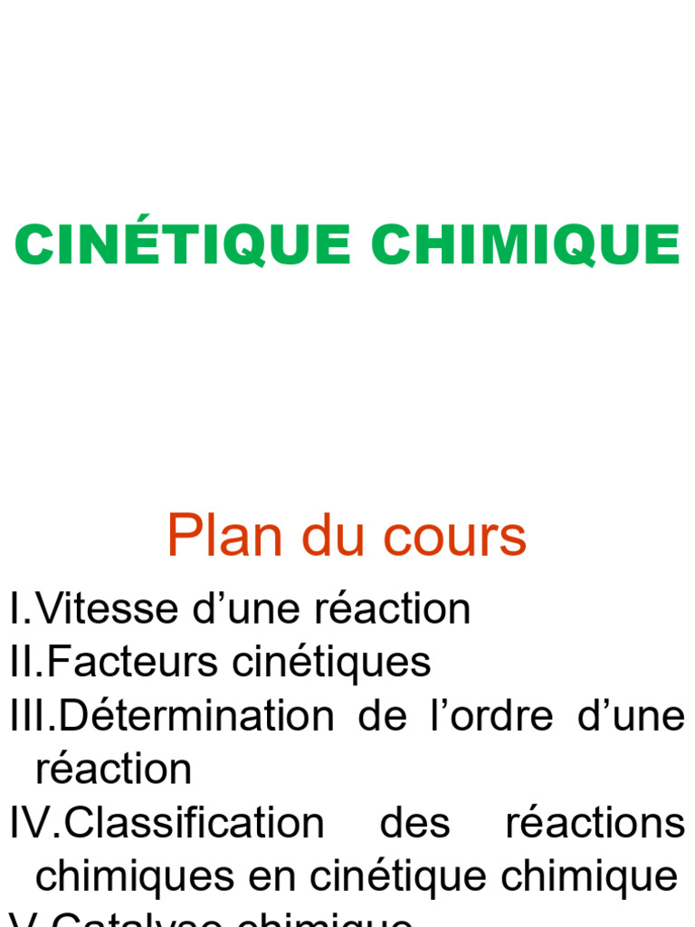 Cinetique Chimique Cours 01 - VE - 2024 | PDF