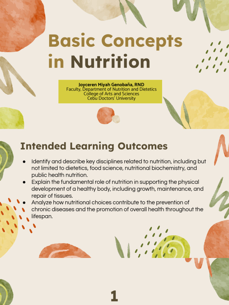 Unit 2. Basic Concepts of Nutrition | PDF
