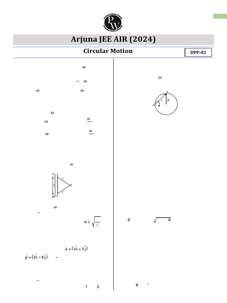 Circular Motion - DPP 02 (OF Lec 04) - Arjuna JEE AIR 2024 (Physics) | PDF