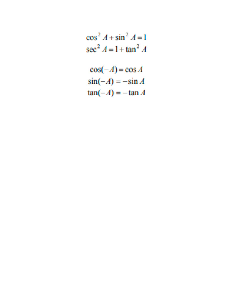 Trignometry Rules Pdf