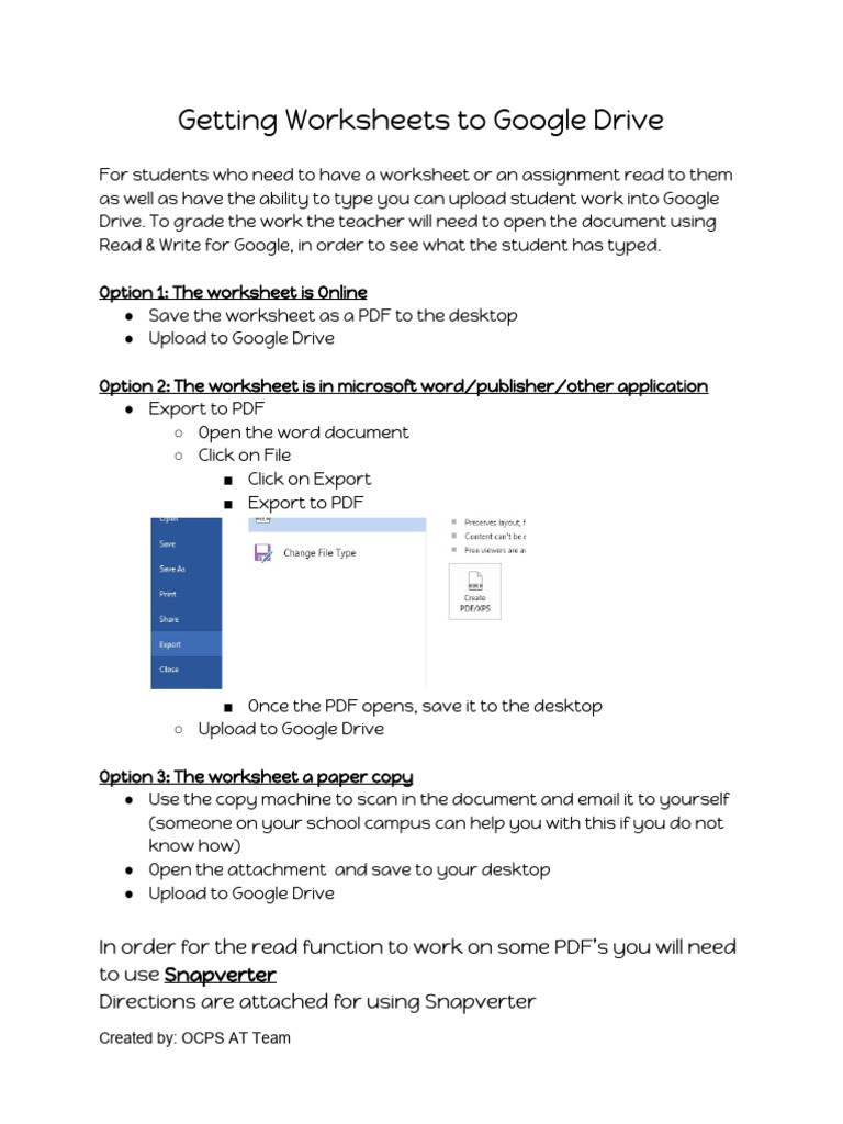 Worksheets To Google Docs | PDF
