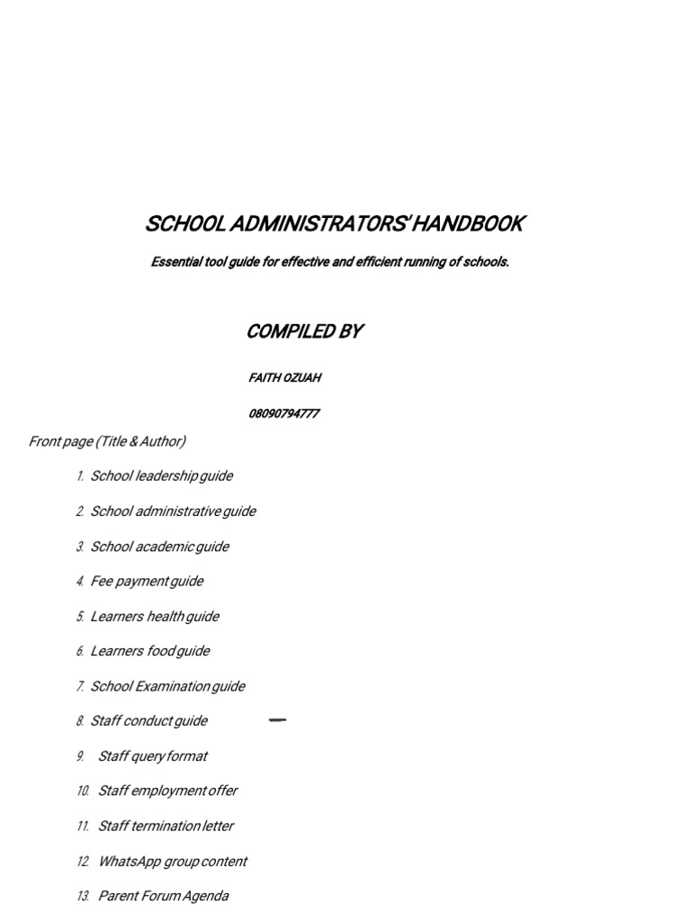 School Administrators' Handbook | PDF | Teachers | Career & Growth