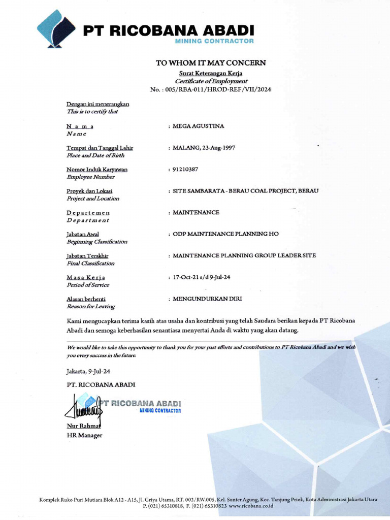 Contoh Paklaring | PDF