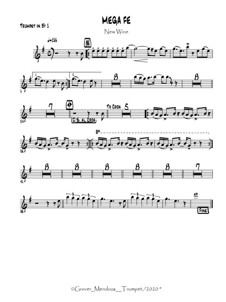 Mega Fe: New Wine Trumpet Sheet Music | PDF