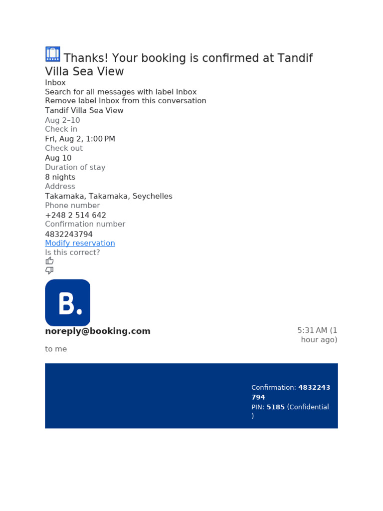 Booking Confirmation | PDF