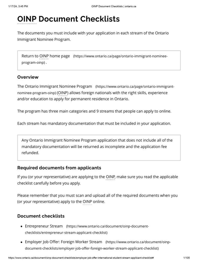 Employer Job Offer - International Student Stream - Applicant Checklist ...