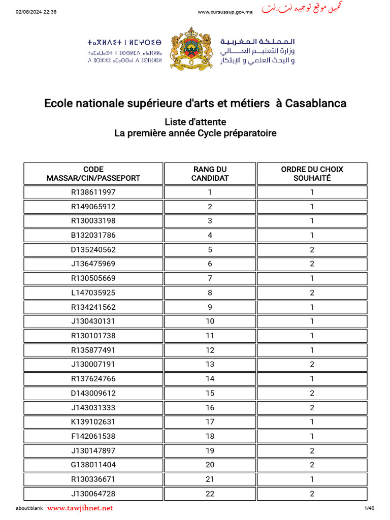 Liste Attente Ensam Casablanca 2024 | PDF