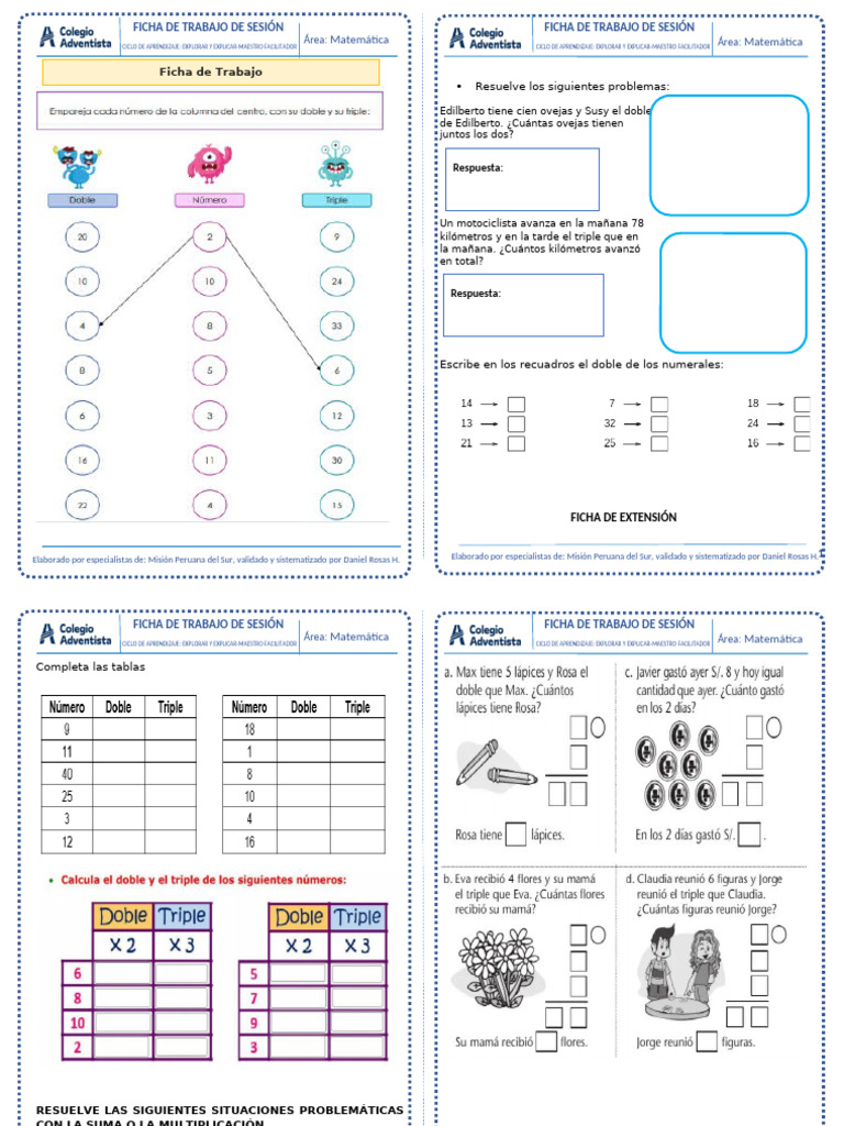 FICHA 08 - El Doble y Triple de Un Número | PDF