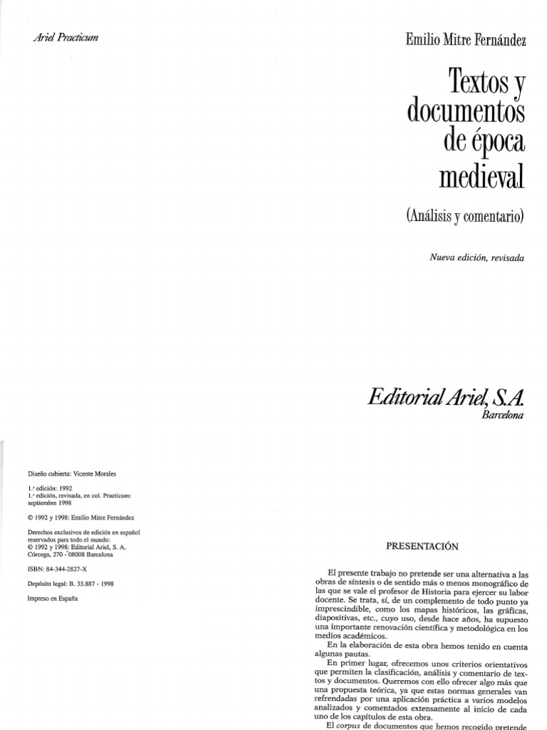 Mitre, Emilio-Textos y Documentos de Época Medieval, Normas Comentario ...