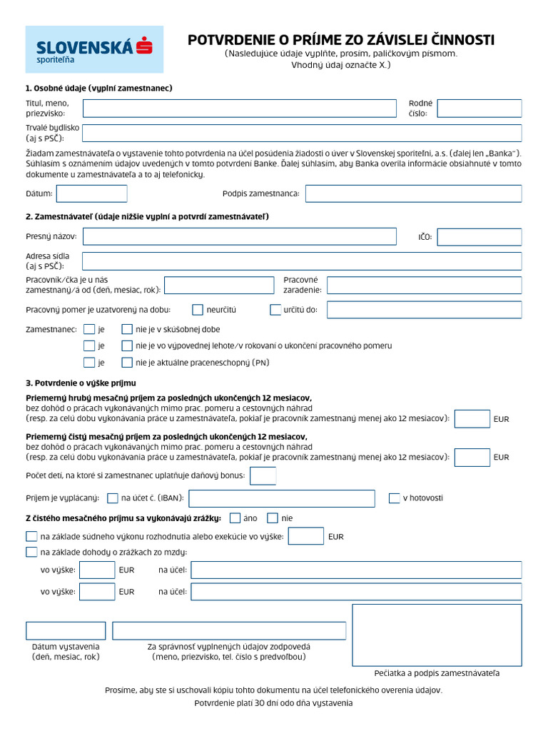 Potvrdenie o Príjme Zo Závislej Činnosti | PDF