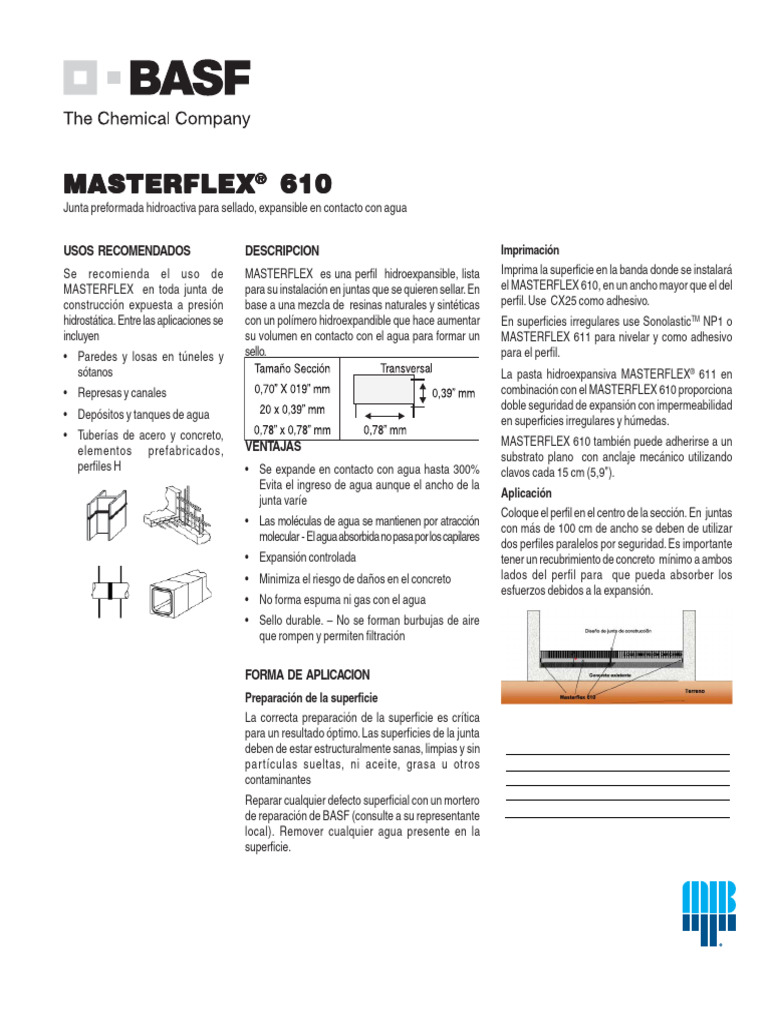 Ficha Técnica BASF - Masterflex610 | PDF