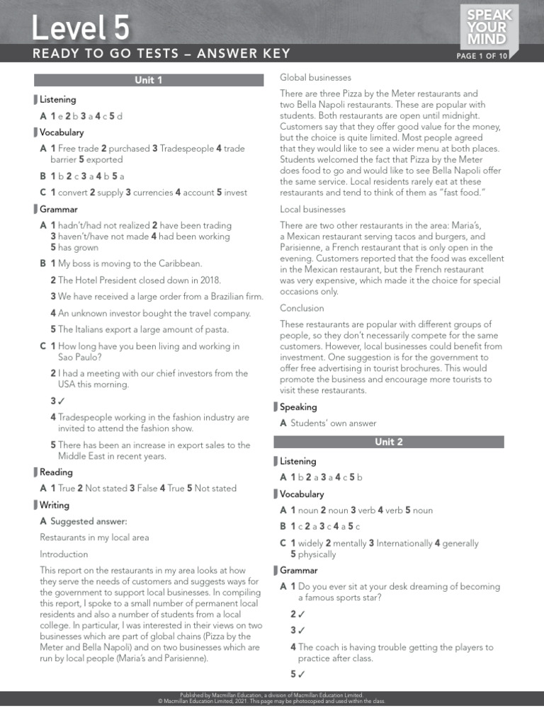 SYM 5 Tests AnswerKey | PDF