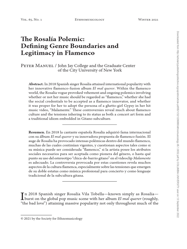 The Rosalia Polemic Defining Genre Boundaries and Legitimacy in Flamenco | PDF