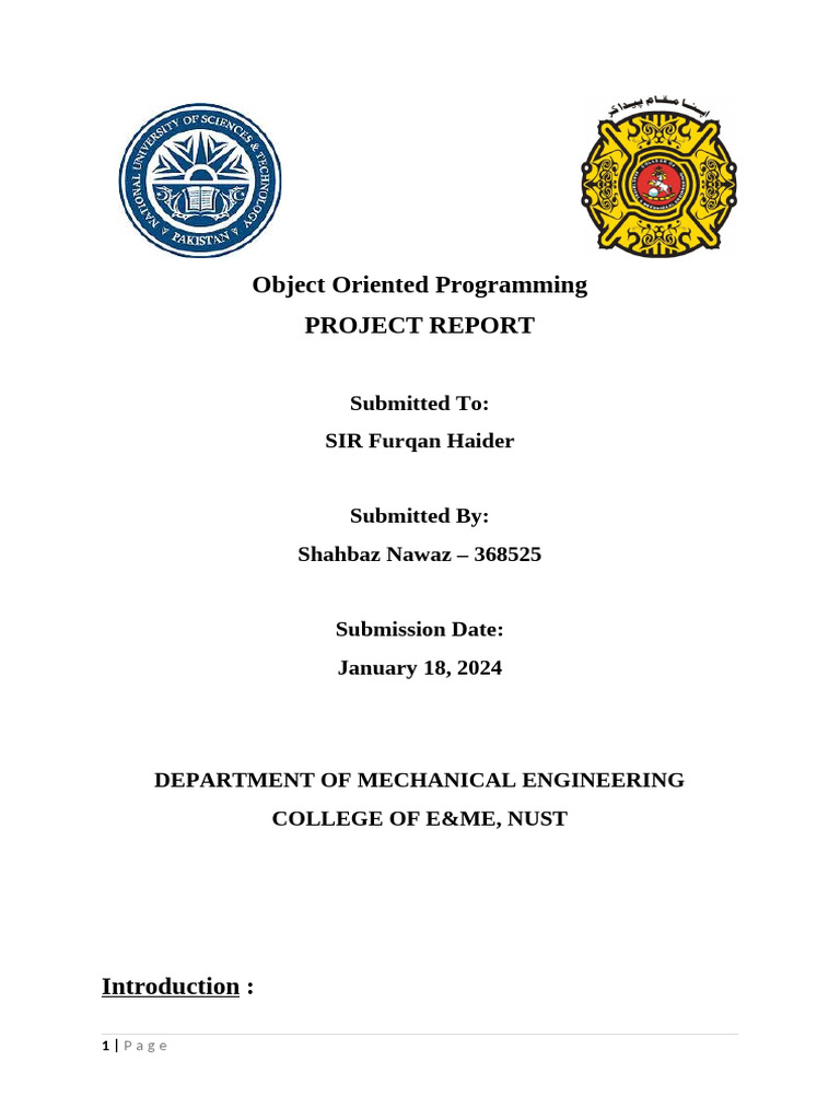 OOP PROJECT | PDF OOP PROJECT | PDF