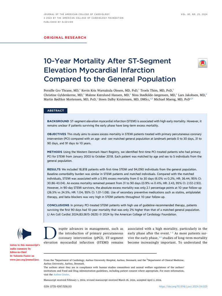 2024 STEMI Mortalidad A 10 Años | PDF