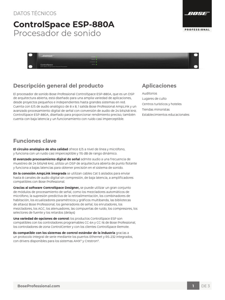 Tds ControlSpace ESP-880A LTR esMX | PDF | Micrófono | Computadoras