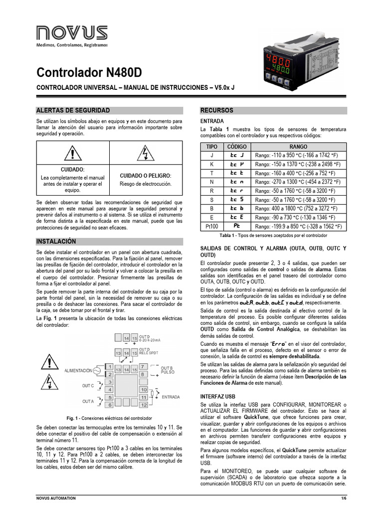 Manual Controlador de Temperatura - n480d - v50x - J - Es | PDF | Contraseña | USB