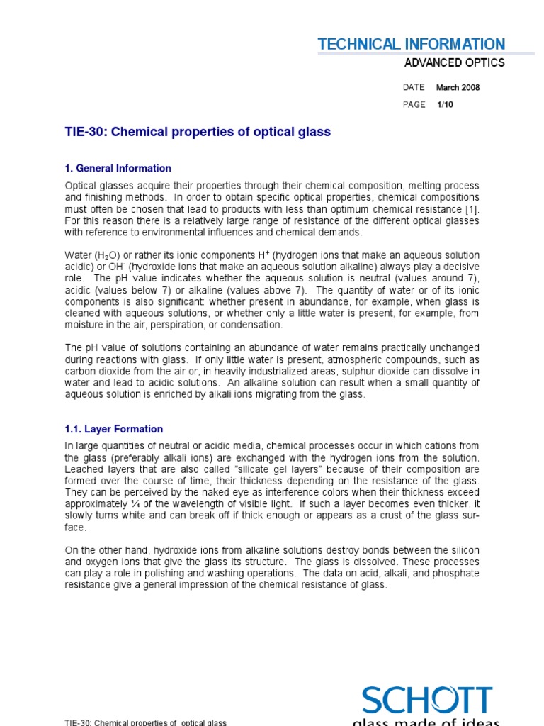 Tie-30 Chemical Properties of Optical Glass v3 | PDF | Glasses ...