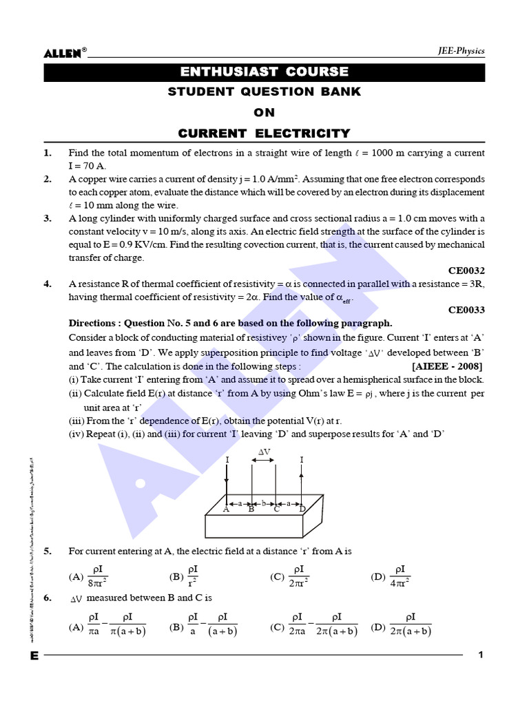 SQB Current Electricity | PDF