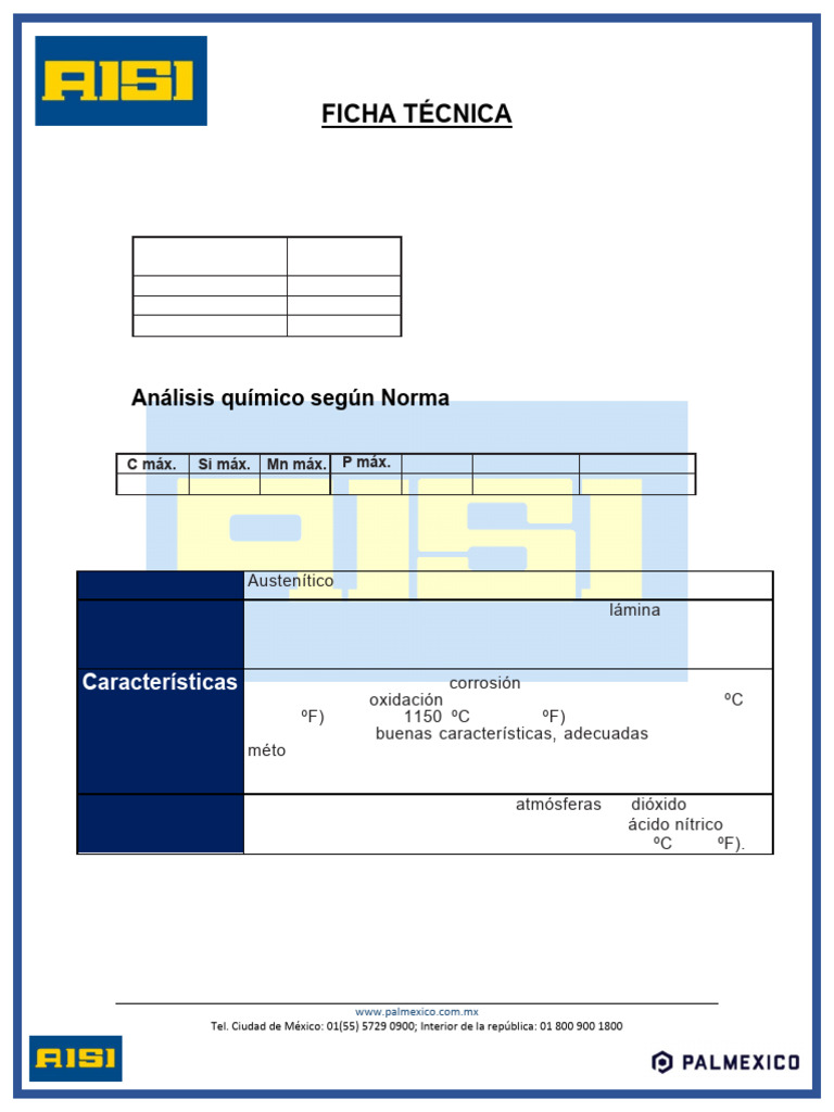 Ficha Tecnica Acero Inoxidable 310 | PDF