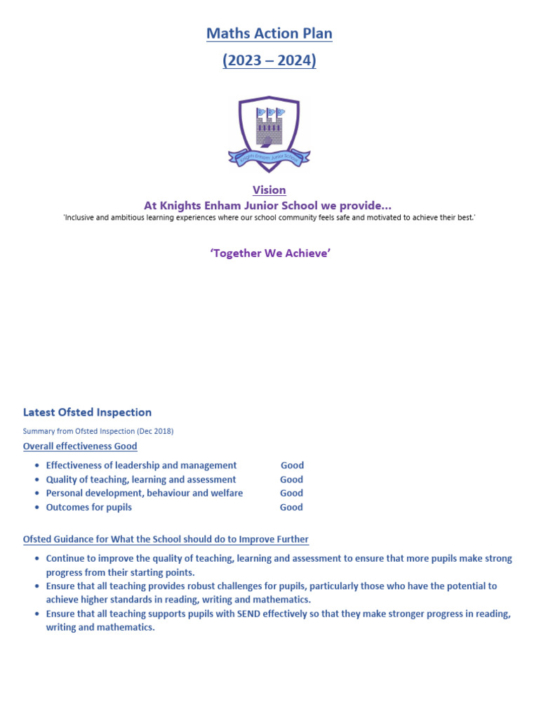 Maths Action Plan 23 24 | PDF