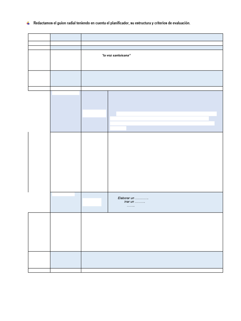 Dia 2 Ejemplo de Ficha Del Guion para La Charla Radial | PDF