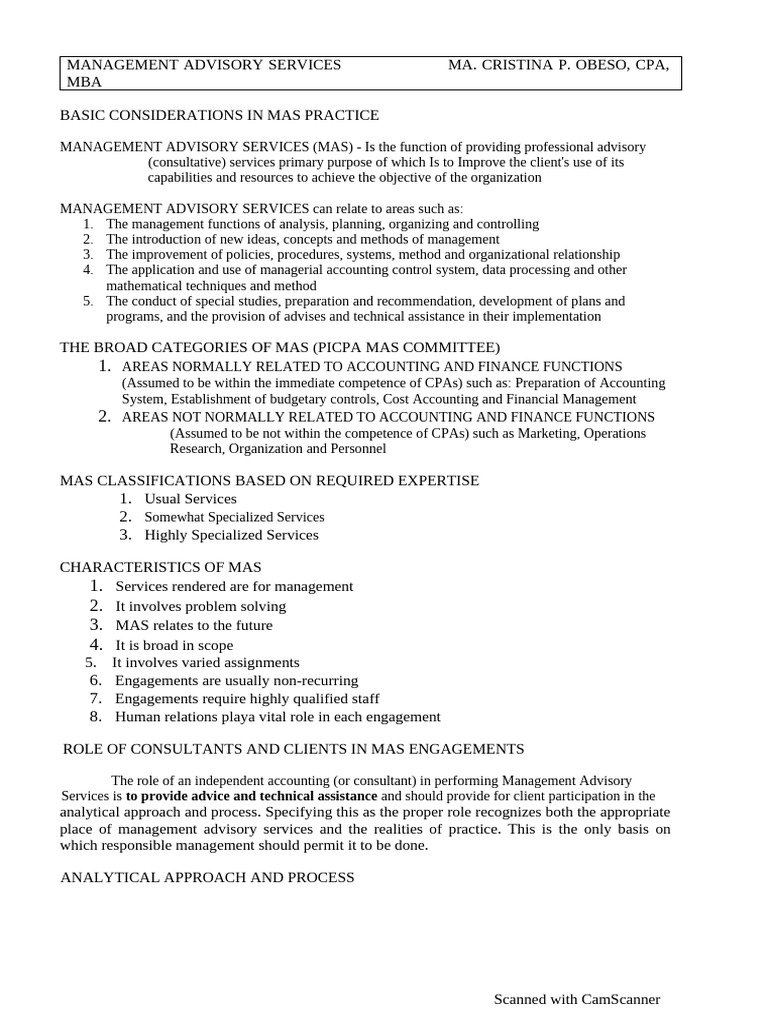 Basic Considerations in Mas Practice Reviewer | PDF