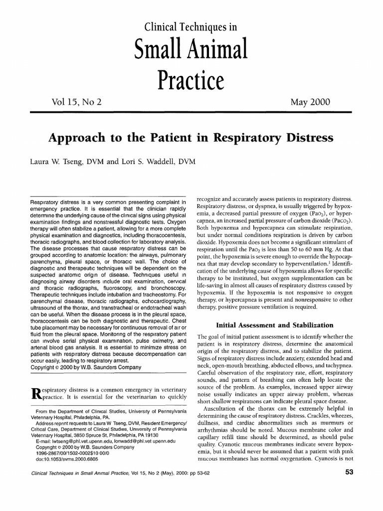 Approach To The Patient in Respiratory Distress | PDF
