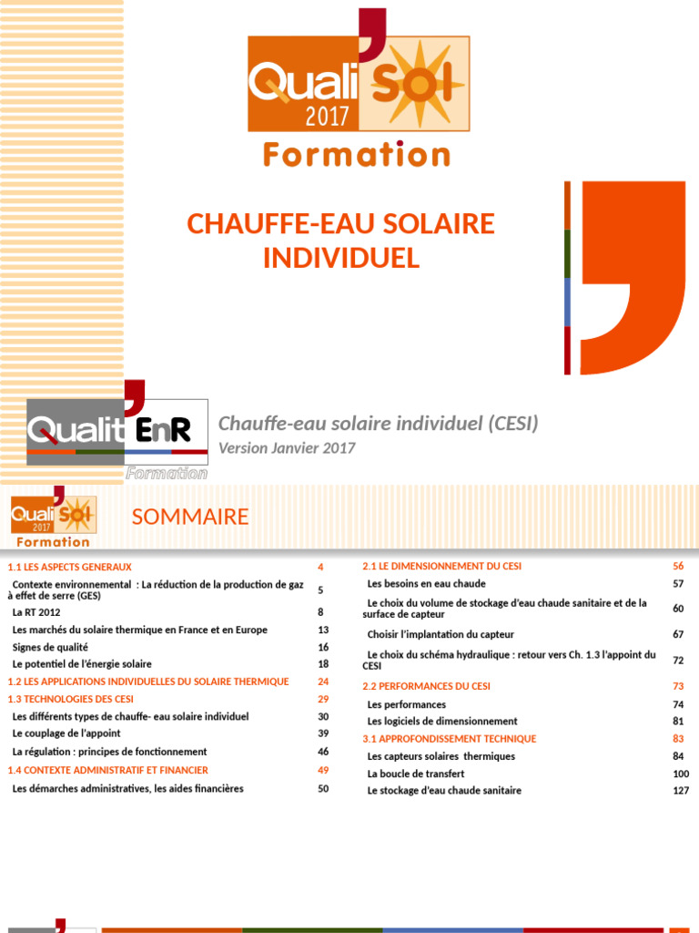 Chauffe-Eau Solaire Individuel (Qualisol) | PDF
