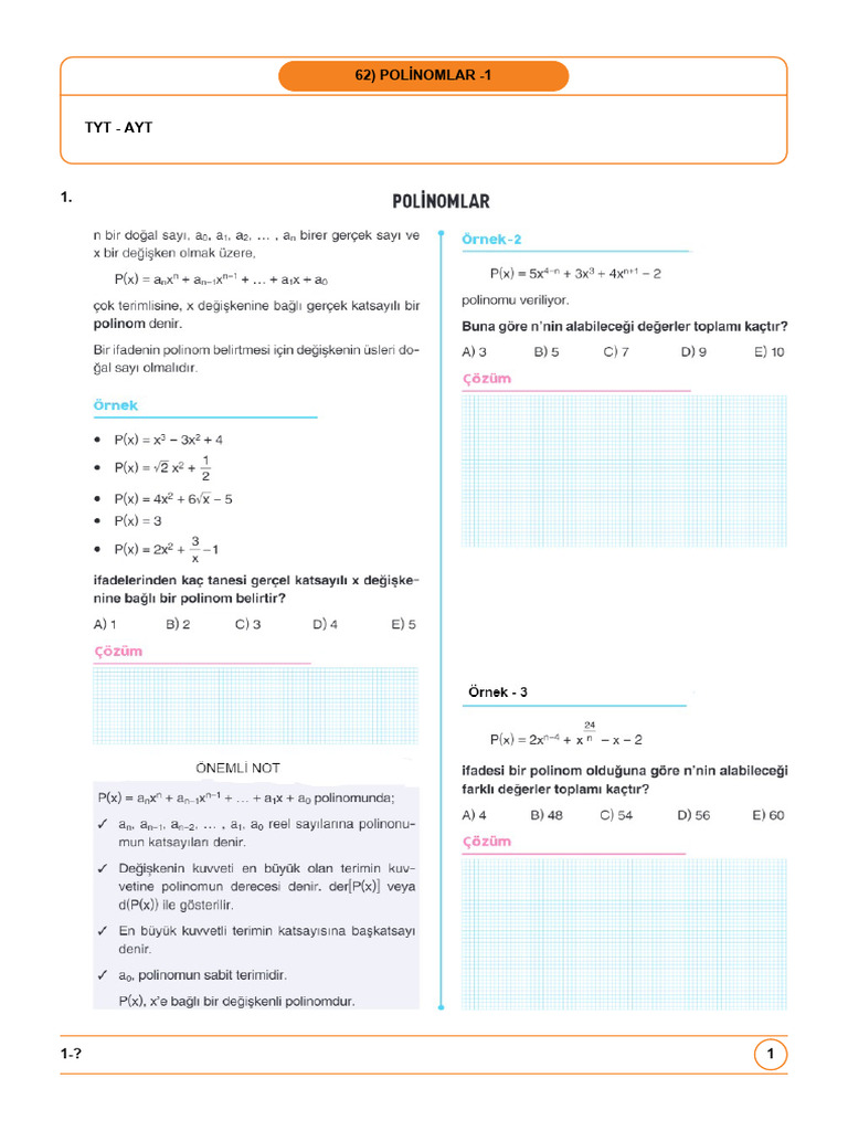 Polinomlar 1 | PDF