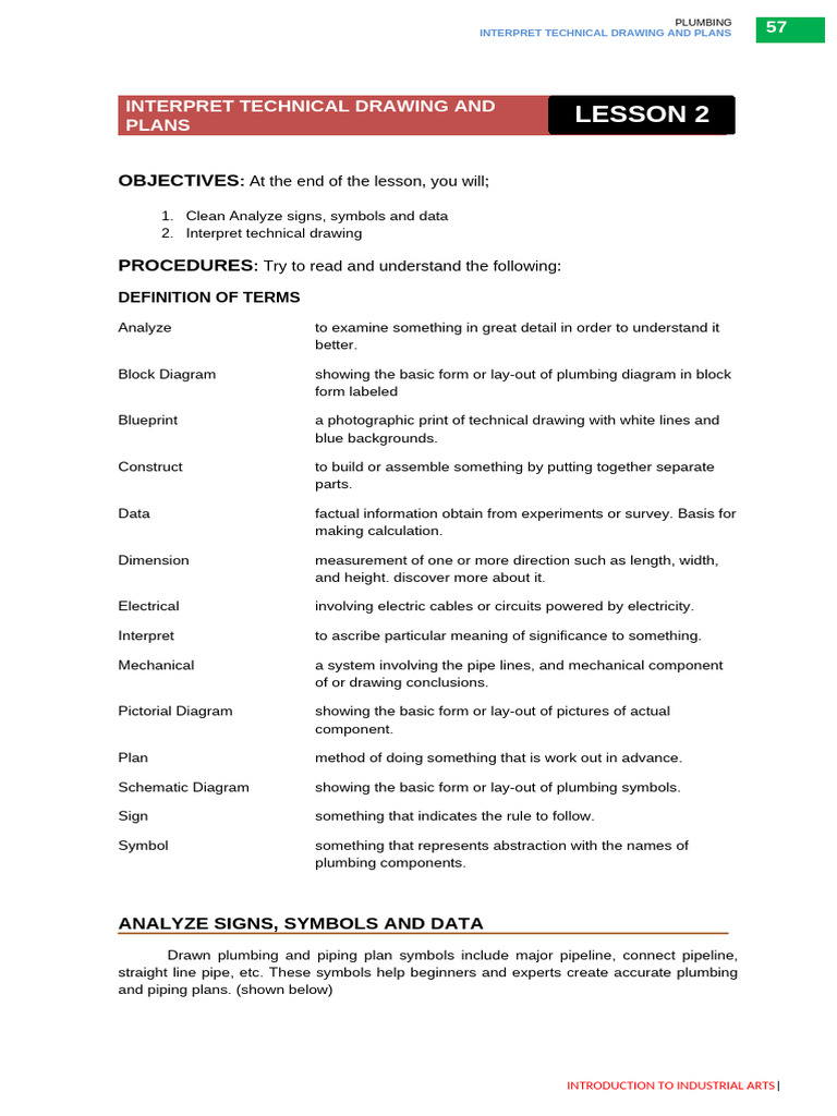 MODULE 2 - Lesson 2 - INTERPRET TECHNICAL DRAWING AND PLANS | PDF
