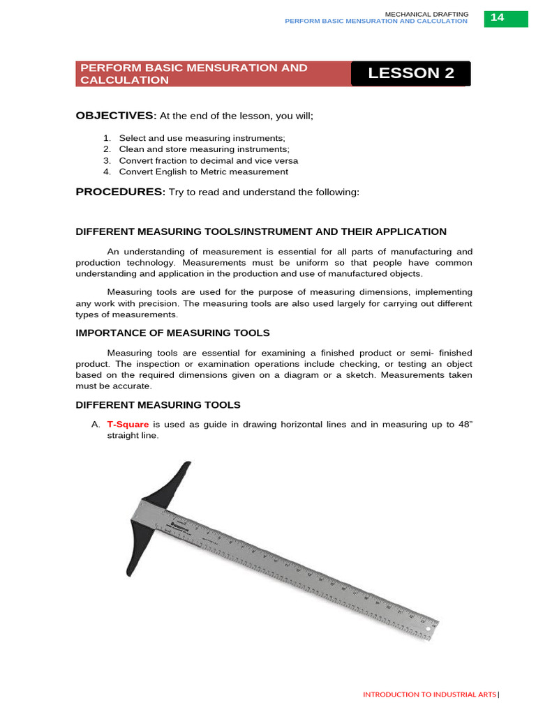 MODULE 1 - Lesson 2 - Perform Basic Mensuration | PDF