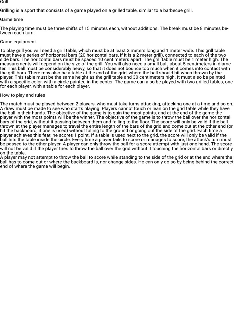 Grill Game Rules | PDF