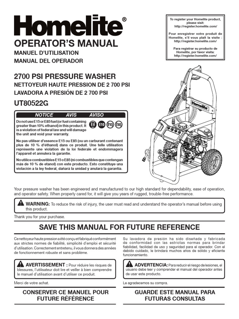 Operator'S Manual: 2700 Psi Pressure Washer | PDF