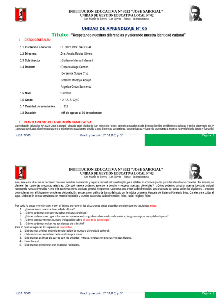 UDA - 05 2° Grado | PDF