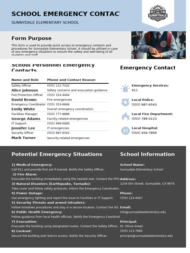 School Emergency Contact Template | PDF