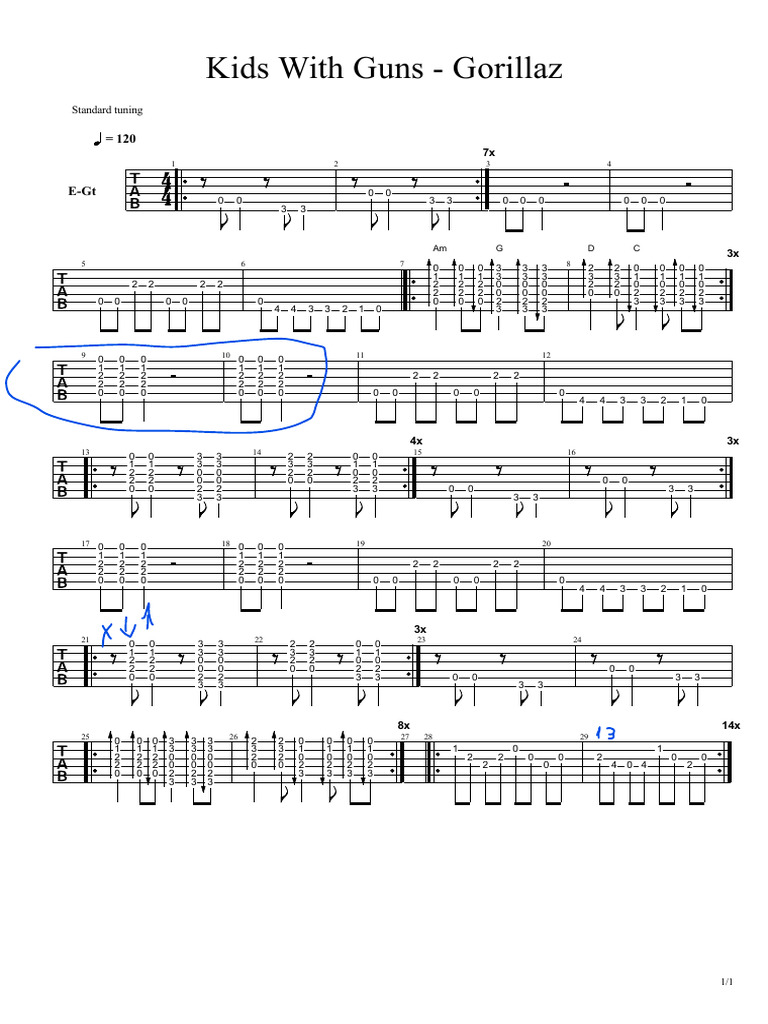 Kids With Guns - Gorillaz | PDF