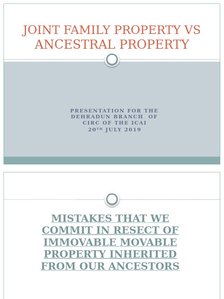 Ancestral Vs Joint Family Property | PDF | Legal Documents | Indian ...