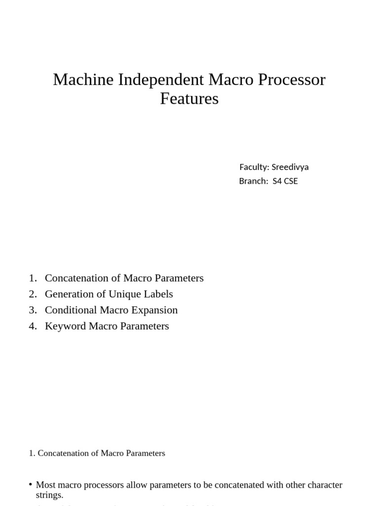 Machine Independent Macrofeatures | PDF