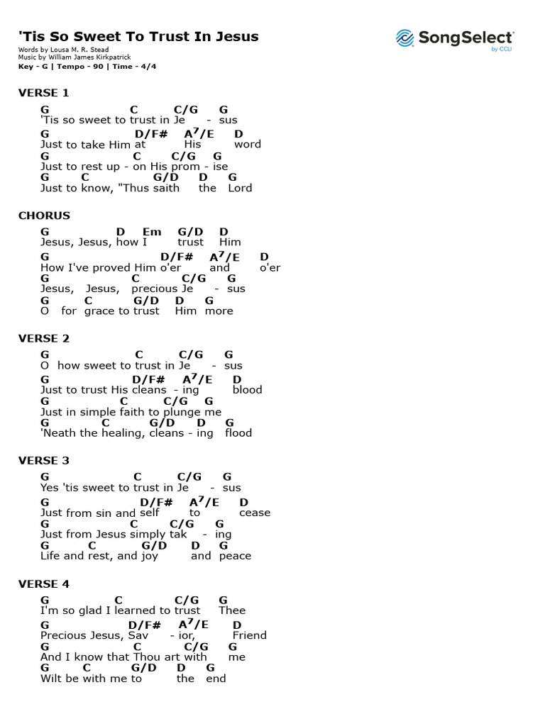'Tis So Sweet To Trust in Jesus (Trust in Jesus) - Chords-G | PDF