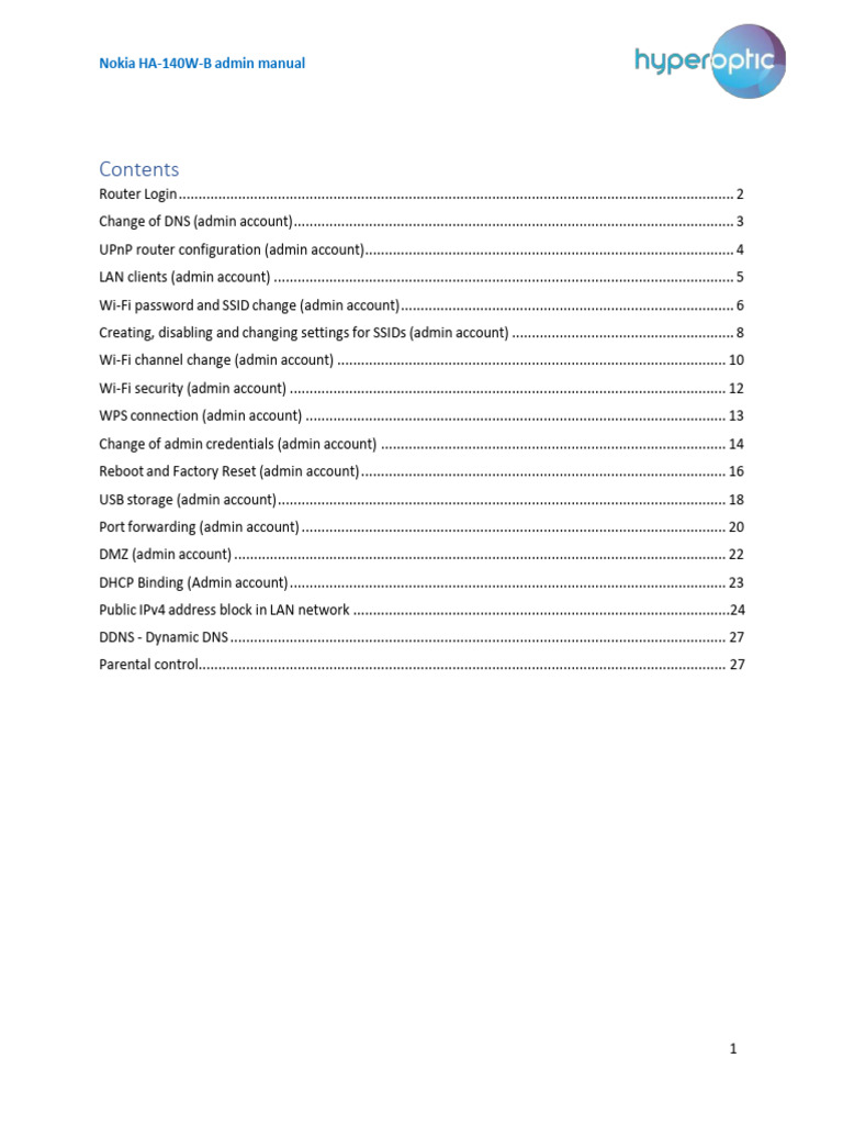 Nokia HA-140W-B Router Admin Guide | PDF | Port (Computer Networking ...