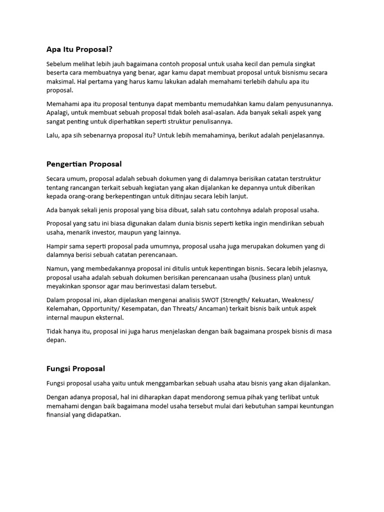 Panduan Lengkap Proposal Usaha Kecil | PDF | Indonesian Cuisine ...