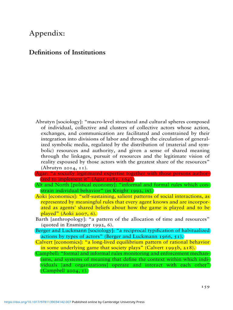 Definitions of Institutions | PDF