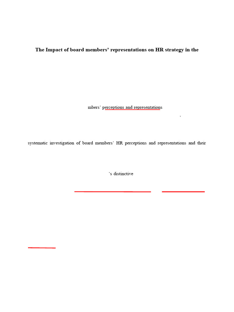 Impact of Board Members Representation On HR Strategy Semi Struc ...