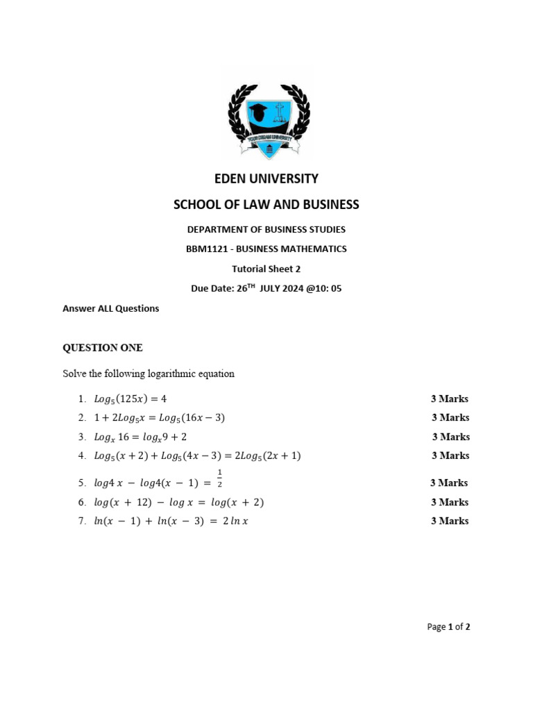 Tutorial Sheet 2 | PDF