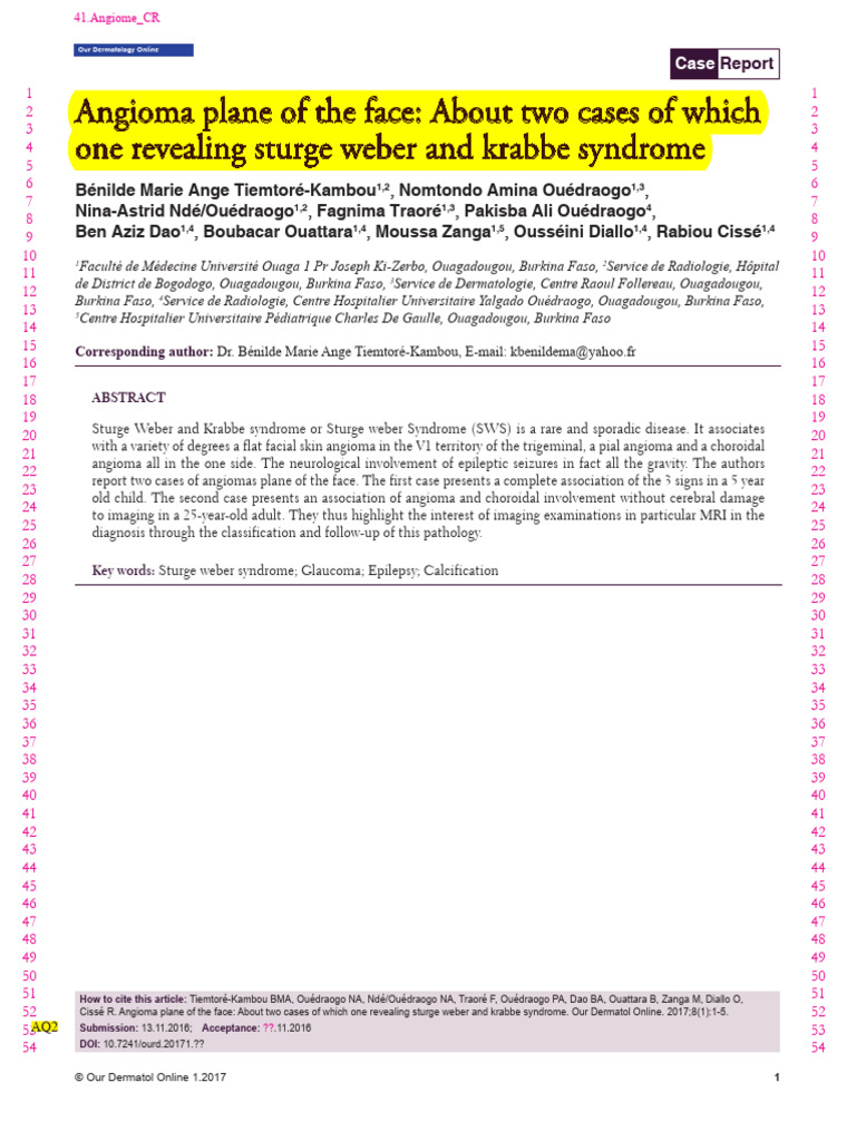 P6 Angiome Plan Revelant Un Syndrome de SW | PDF