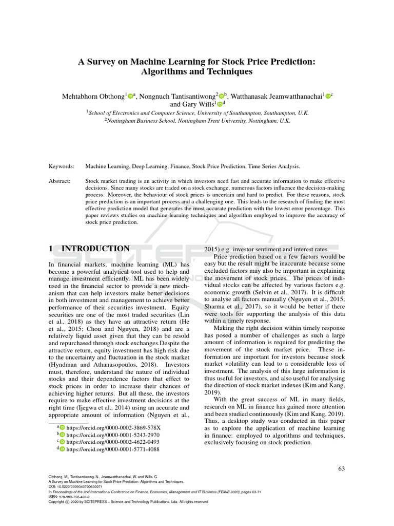 01.A Survey On Machine Learning For Stock Price Prediction - Algorithms ...