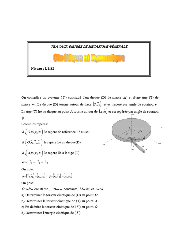 TD Dynamique Et Cinetique L1 | PDF