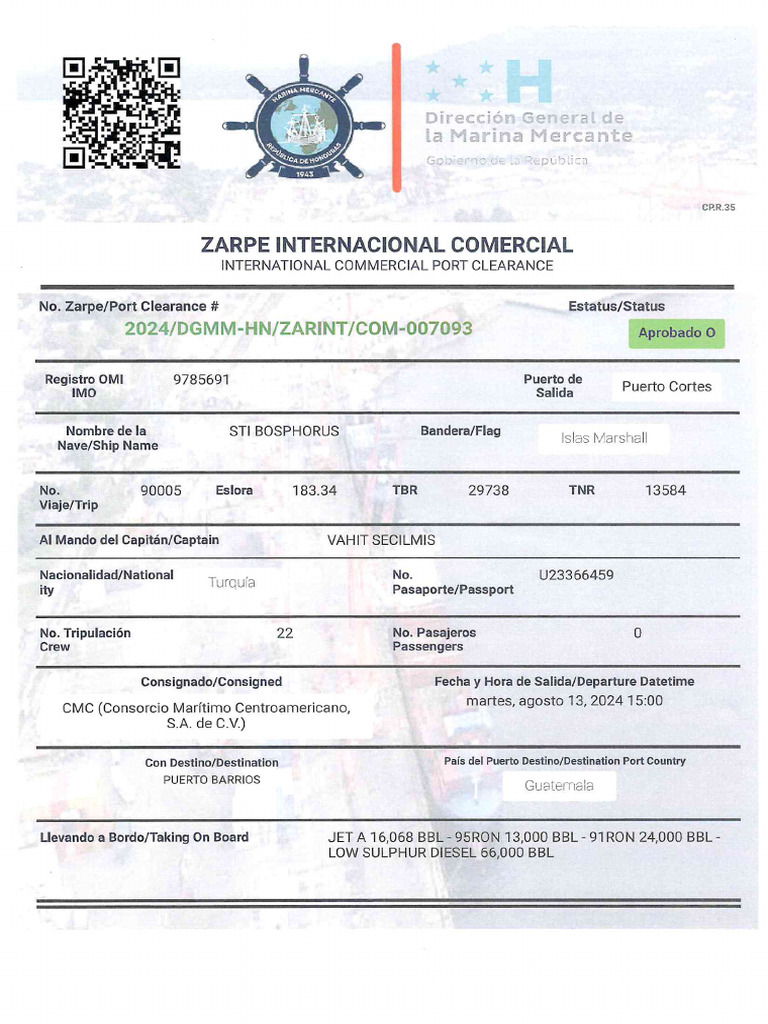 Port Clearance Puerto Cortes | PDF