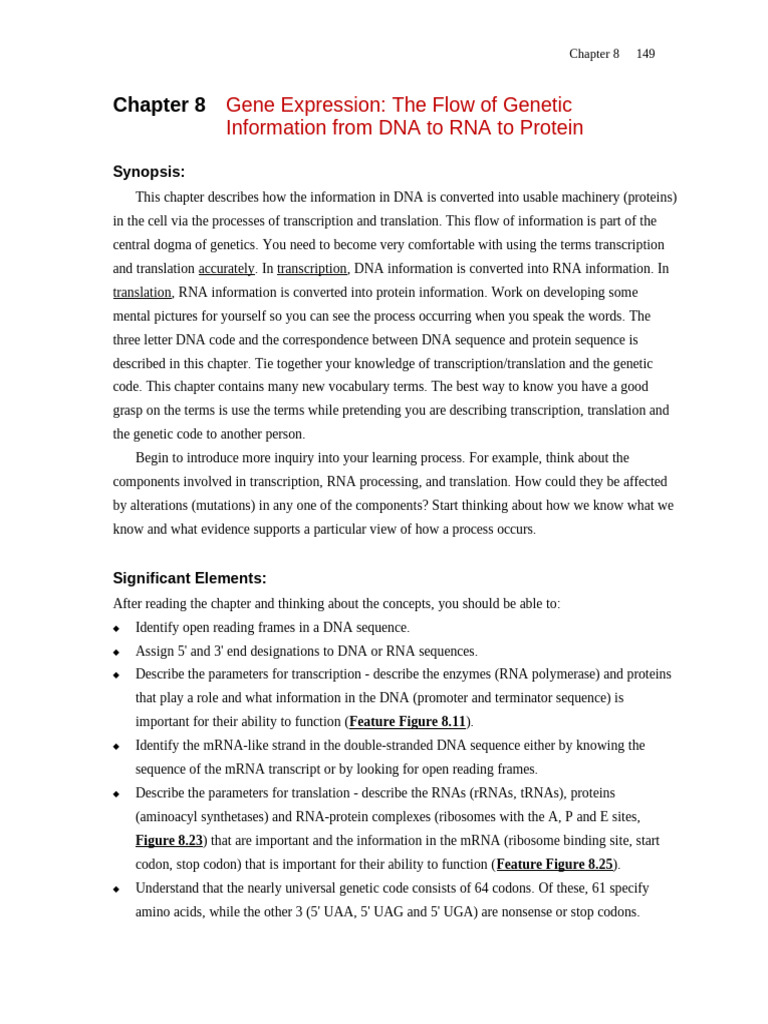 (BEST) Chapter 8 Gene Expression The Flow of Ge | PDF